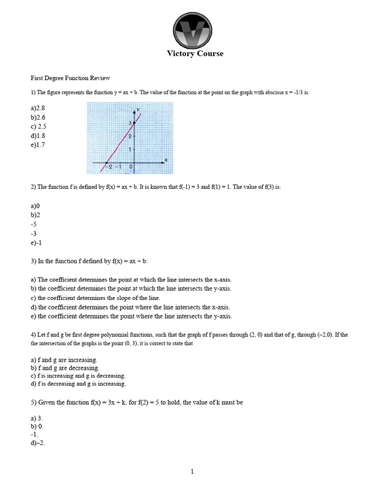Review - First Degree Function | PDF | Cartesian Coordinate System ...