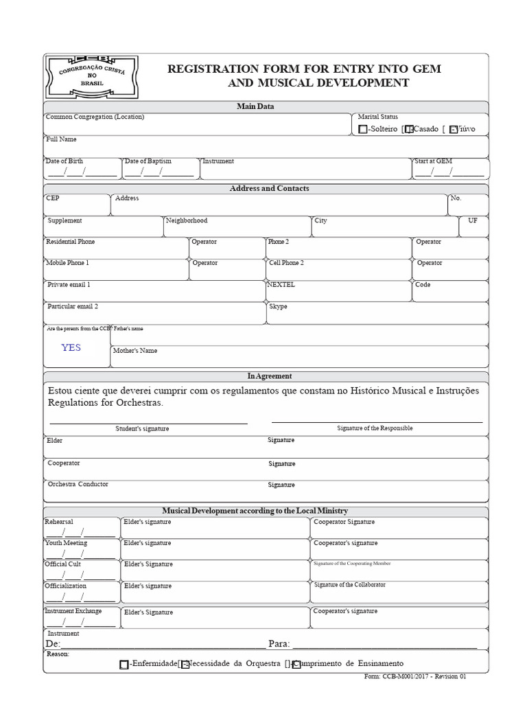 GEM Musical Development Registration Form | PDF