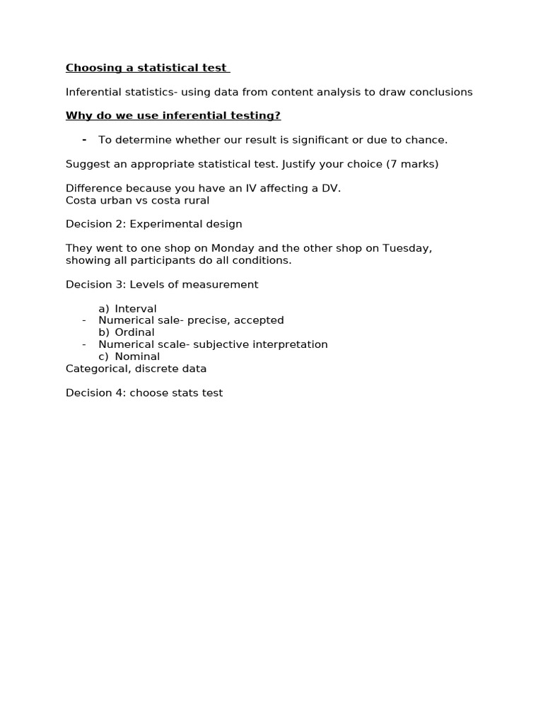 Choosing a Statistical Test | PDF