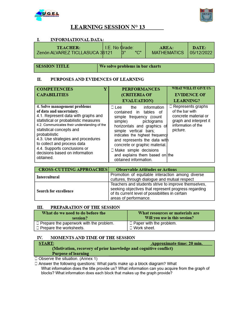 SESSION No. 13 MATHEMATICS (We solve problems in bar graphs) | PDF ...