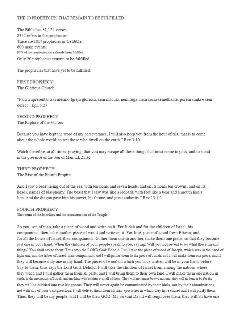 The 20 Prophecies That Still Need To Be Fulfilled | PDF | The Beast ...