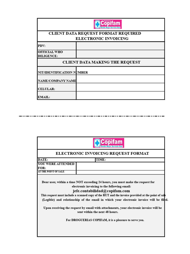 Electronic Invoicing Request Format | PDF