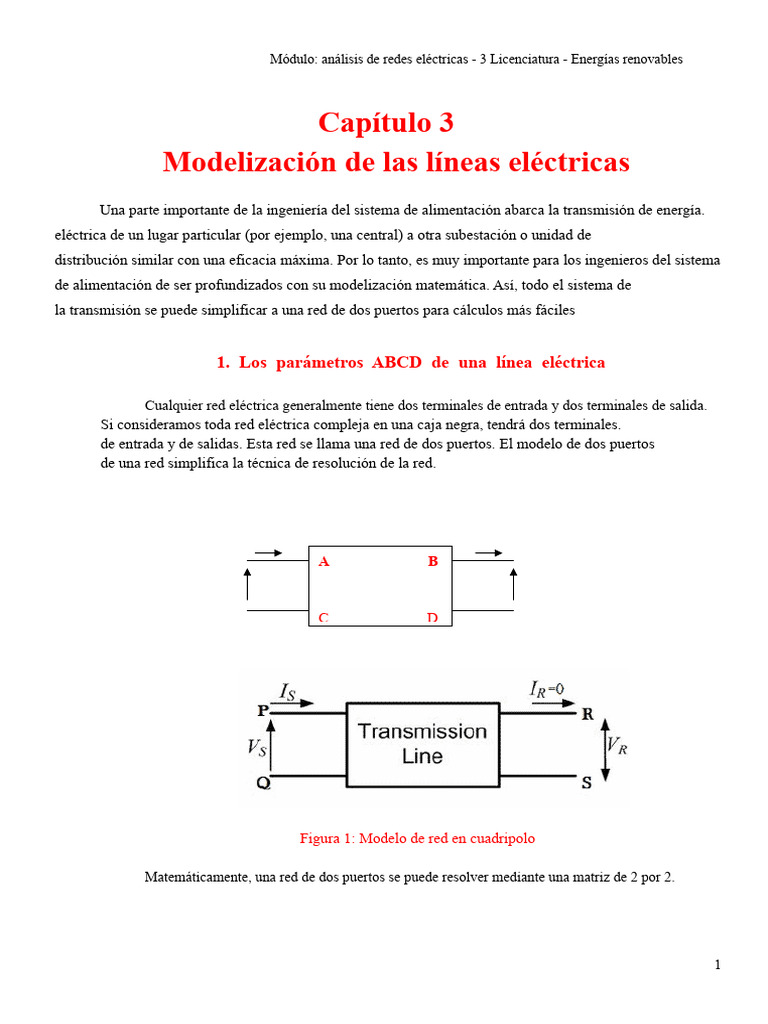 Capítulo 3 modelización de las líneas | PDF | Red eléctrica | Línea de transmisión