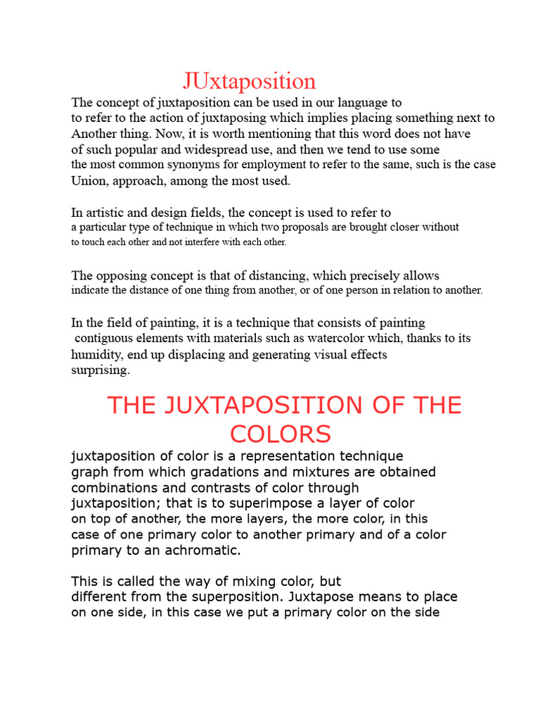 Juxtaposition | PDF | Shape | Color