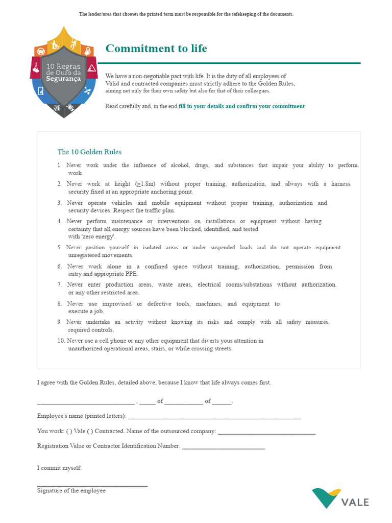 Golden Rule Term of Vale | PDF | Personal Protective Equipment
