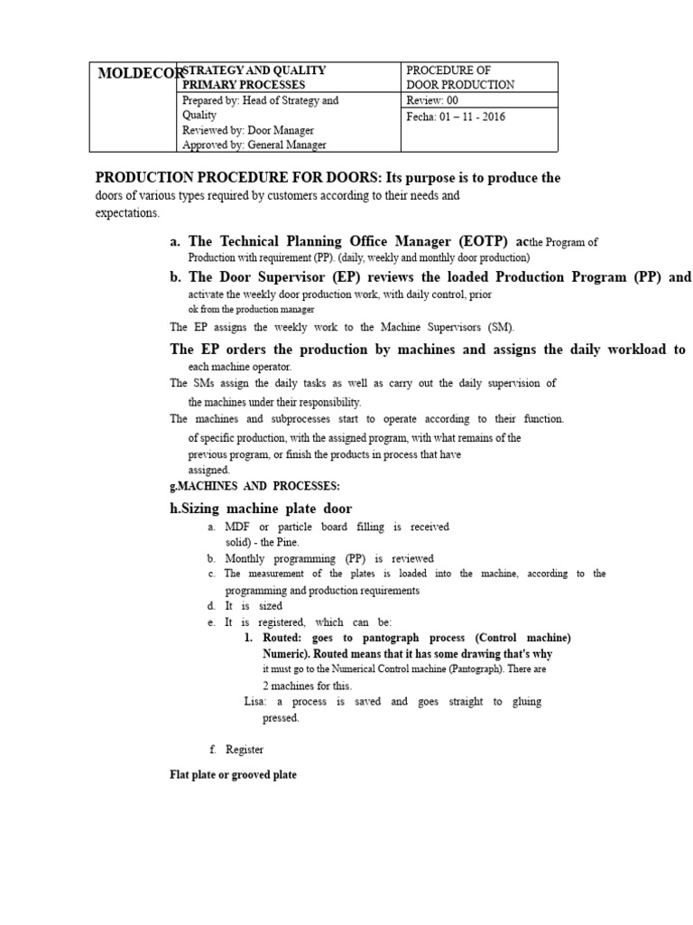 Door Production Procedure Overview | PDF | Door