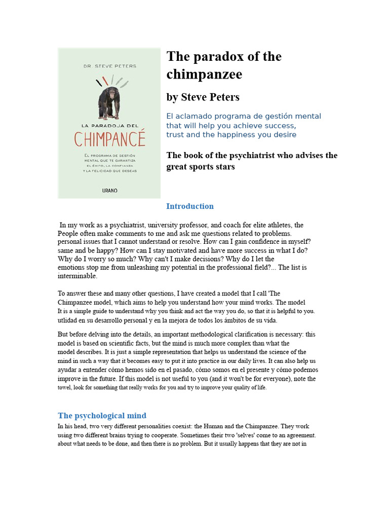 The paradox of the chimpanzee | PDF | Thought | Mind