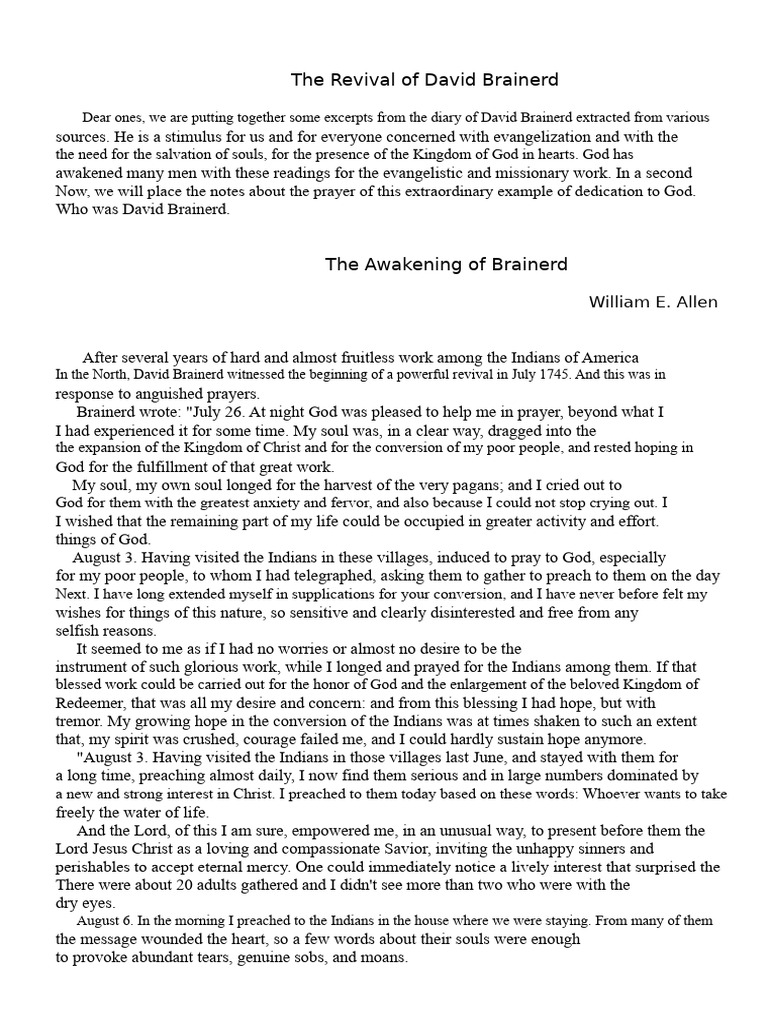 The Awakening of David Brainerd | PDF | Christian Revival | Jesus