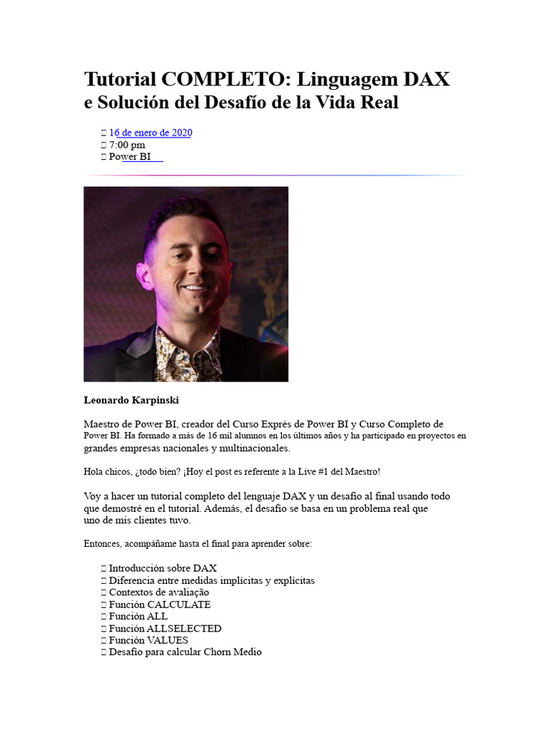 Funciones Dax - Tutorial Completo | PDF | Función (Matemáticas) | Segmentación de imagen