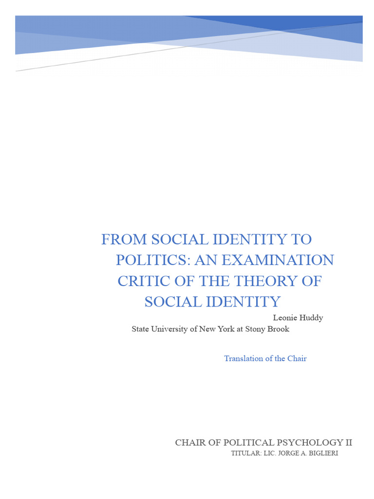 Critical Analysis of Social Identity Theory | PDF | Identity (Social ...