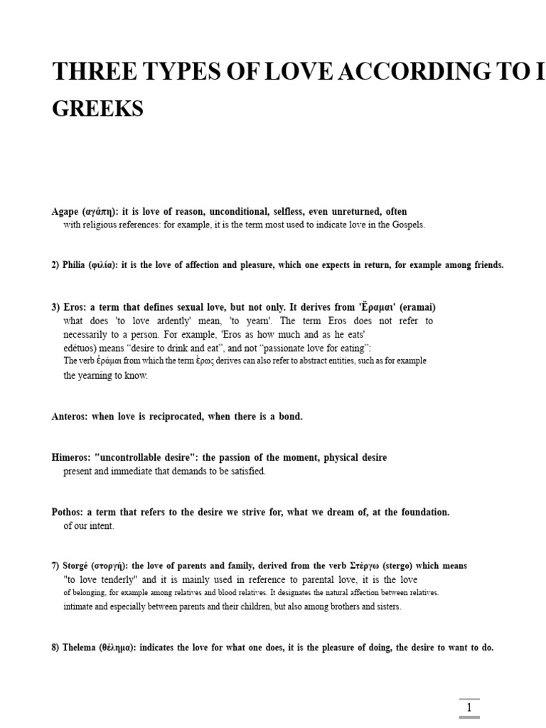 The Different Types of Love According To The Greeks | PDF