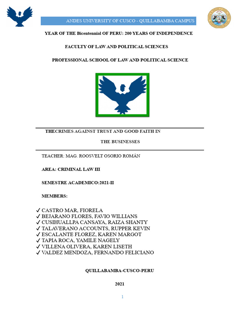 MONOGRAPH ON CRIMES AGAINST TRUST AND GOOD FAITH IN BUSINESS... T | PDF ...