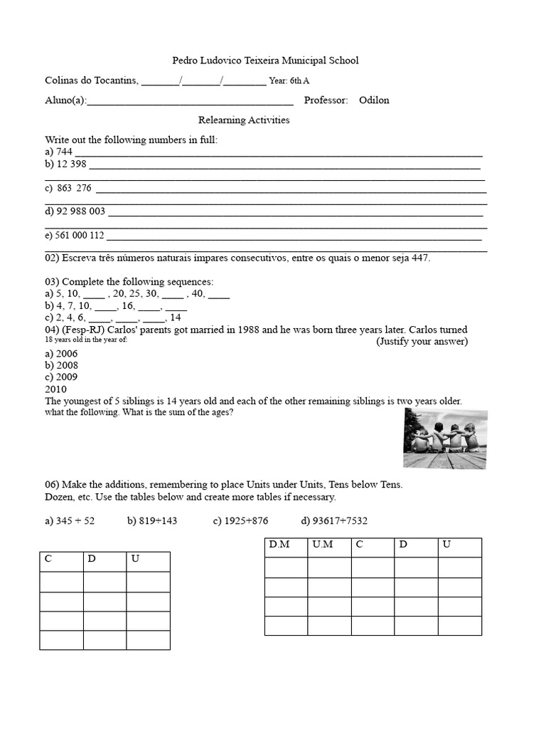 Review Activity For 5th and 6th Grade Mathematics | PDF