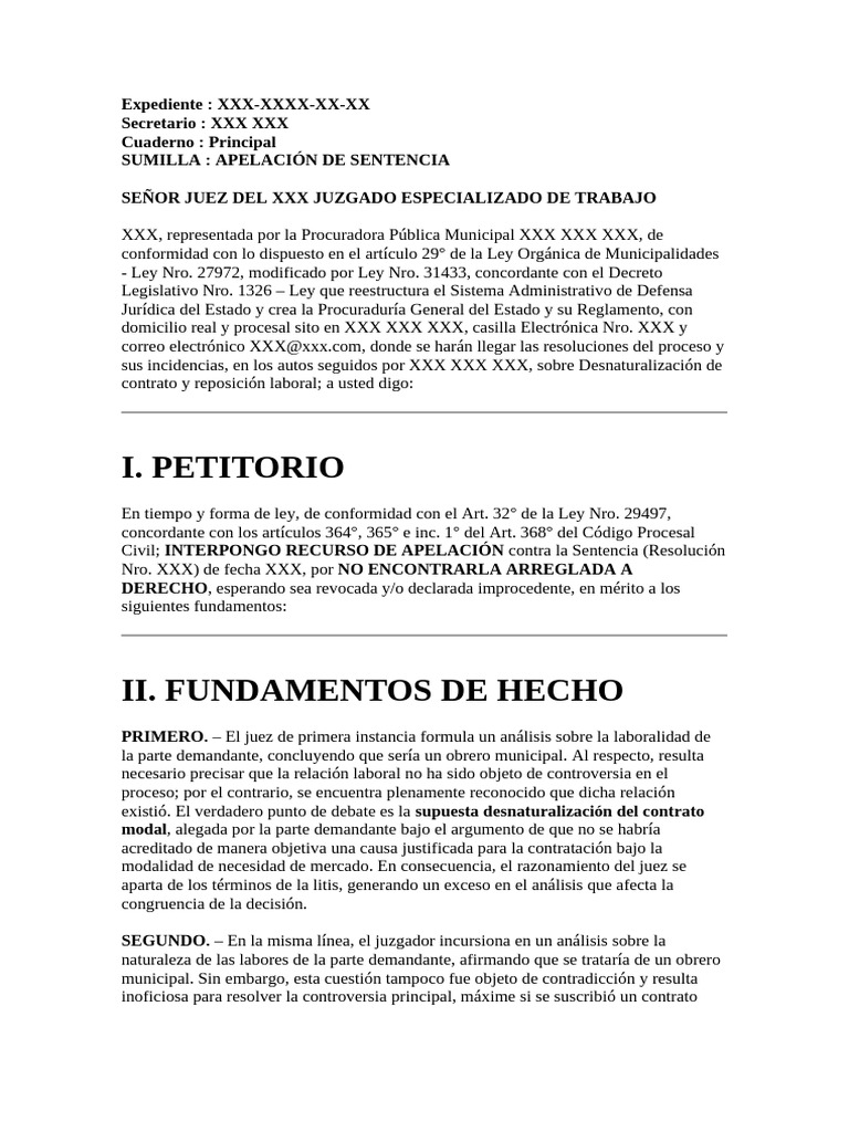 Modelo Apelacion | PDF | Apelación | Sentencia (ley)