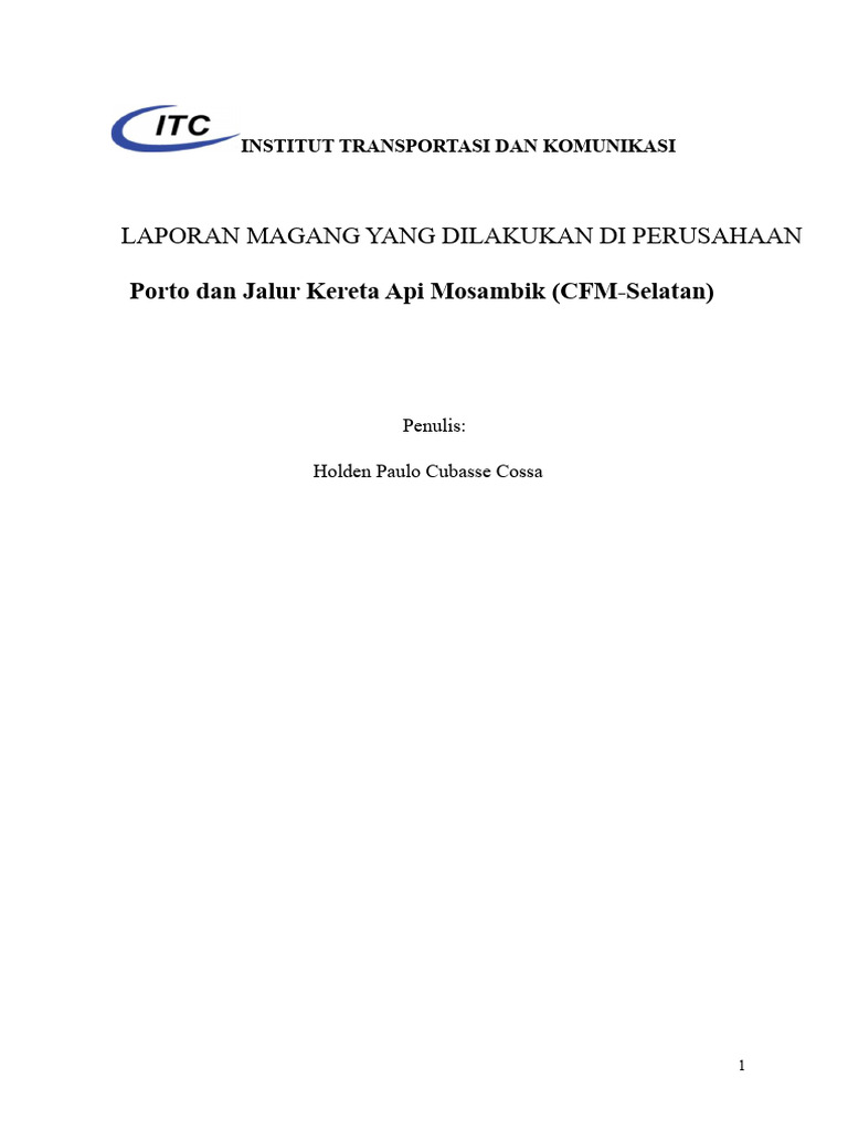 Laporan Magang di CFM-Sul Mozambik | PDF