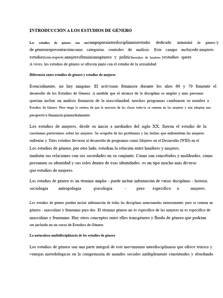 Introducción a los Estudios de Género | PDF | Estudios de género | Género