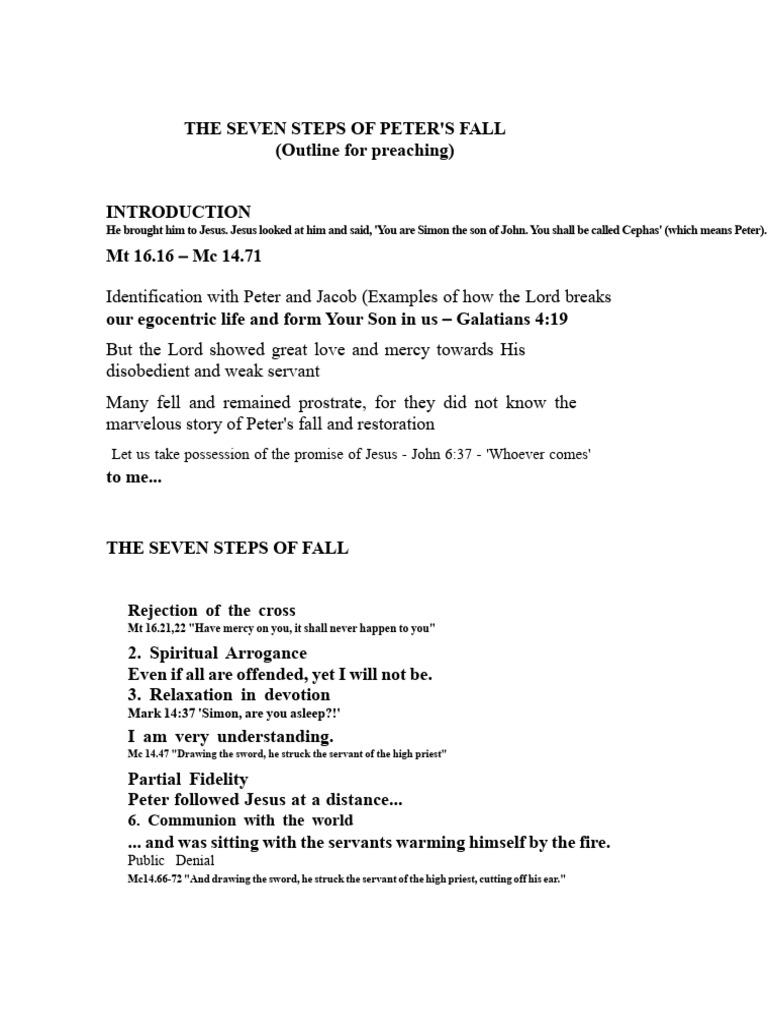 THE SEVEN STEPS OF PETER'S FALL (Outline) | PDF
