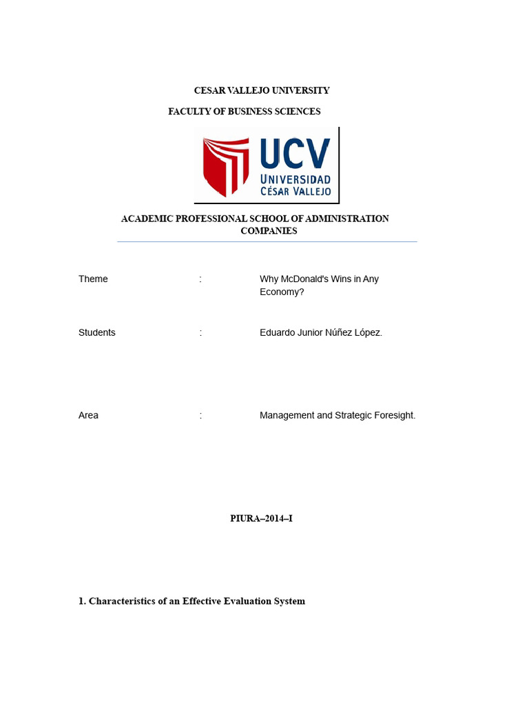 Characteristics of an Effective Evaluation System and Contingency Plans ...