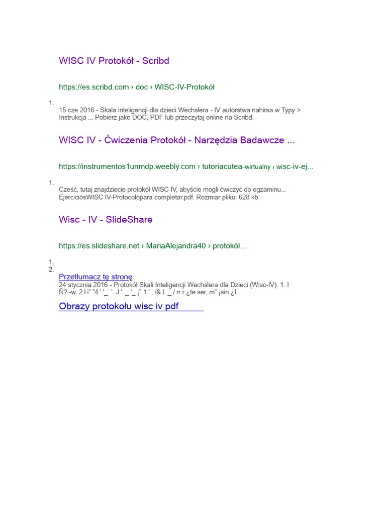 WISC IV Protokół Er | PDF