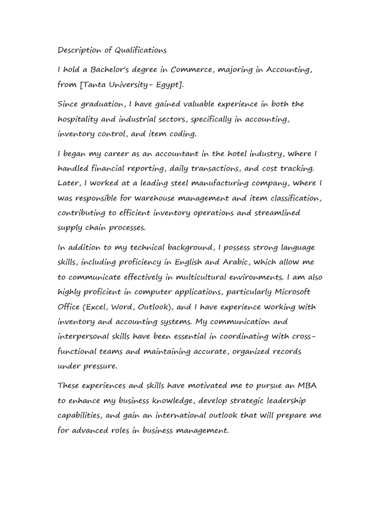 Accounting Professional with MBA Aspirations | PDF