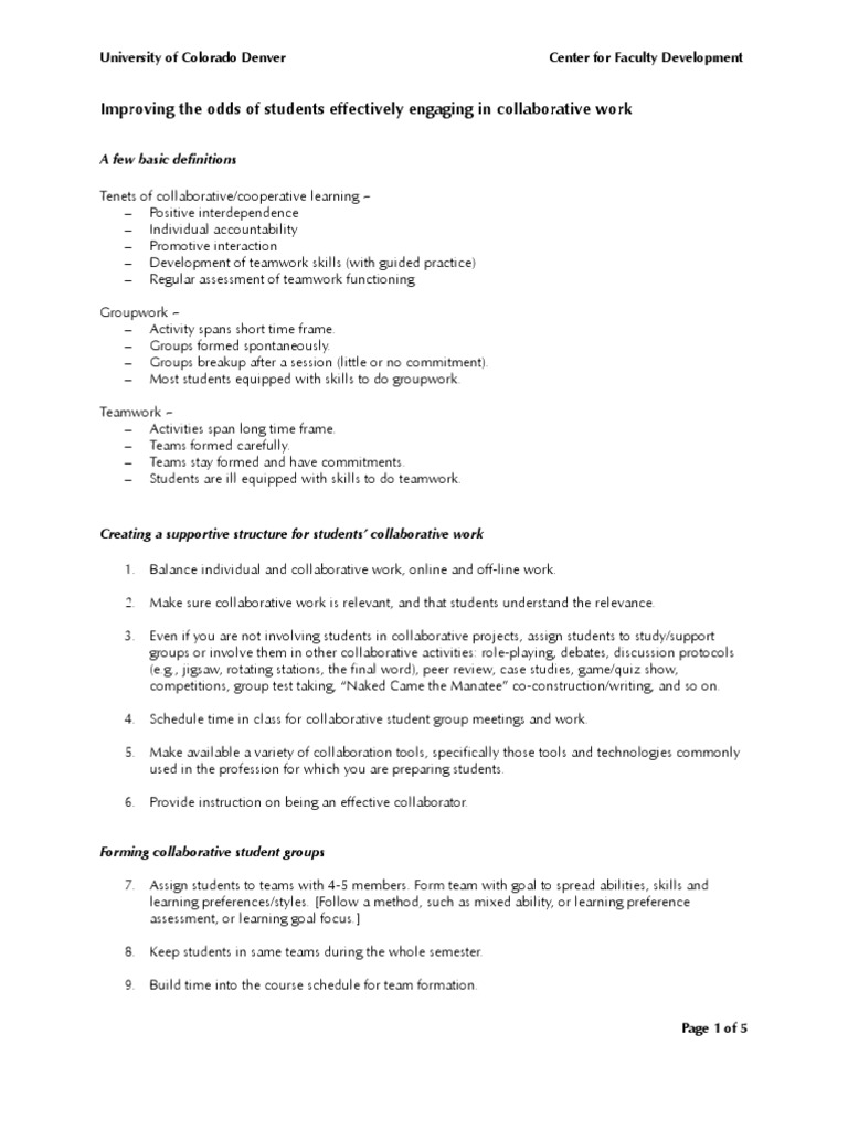 Improving The Odds of Students Effectively Engaging in Collaborative ...