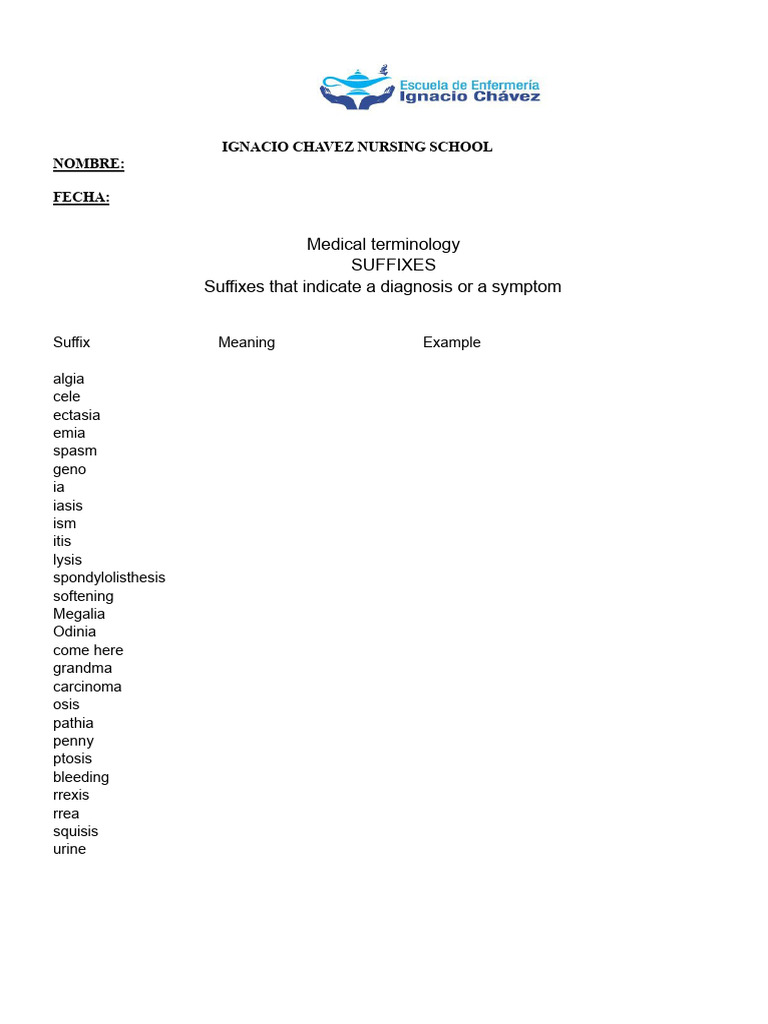 Medical Terminology Exercise | PDF