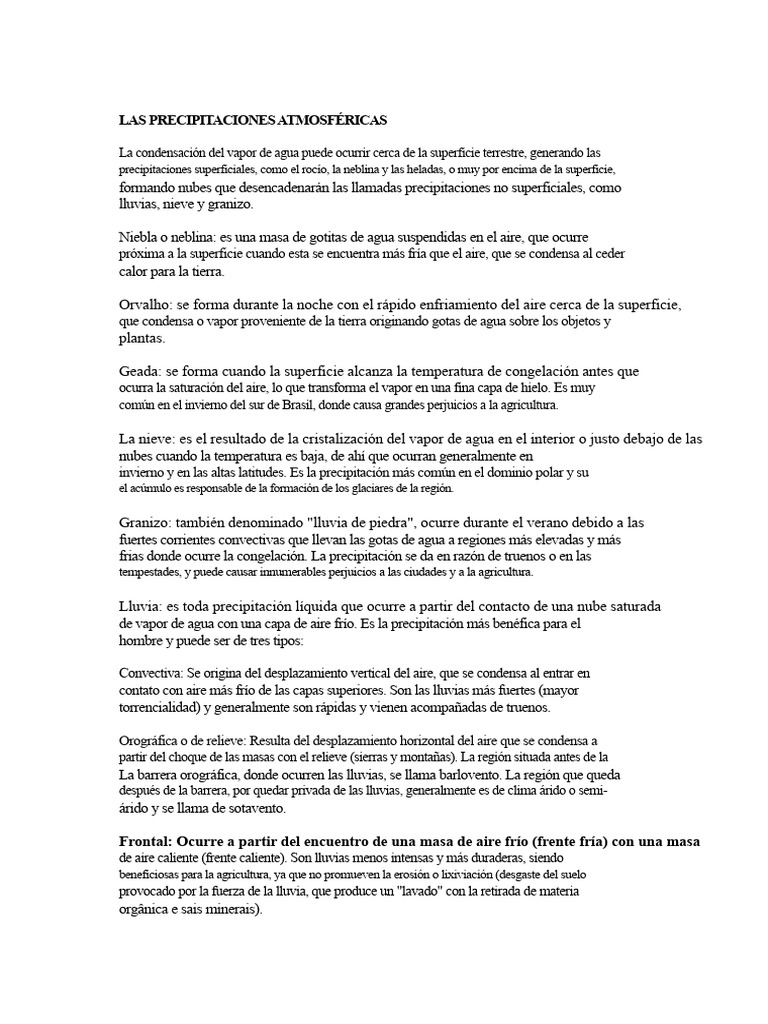 Tipos de Precipitaciones Atmosféricas | PDF | Precipitación | Niebla