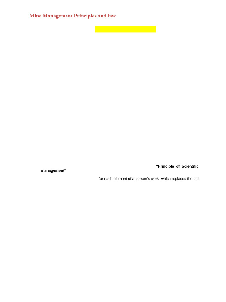 Mine Management Principles Overview | PDF | Conflict (Process) | Motivation