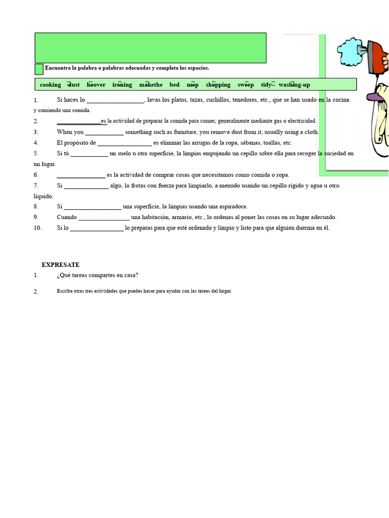 Hoja de Tareas Del Hogar | PDF | Aspiradora | Procesos industriales