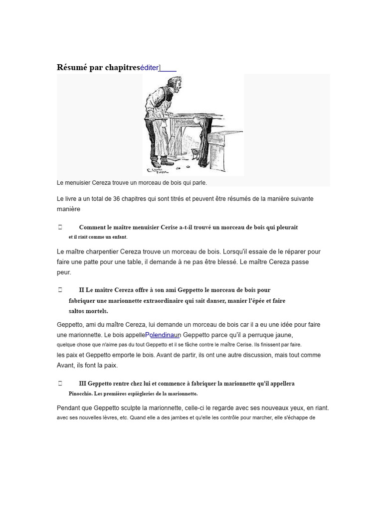 Résumé des chapitres de Pinocchio | PDF | Pinocchio