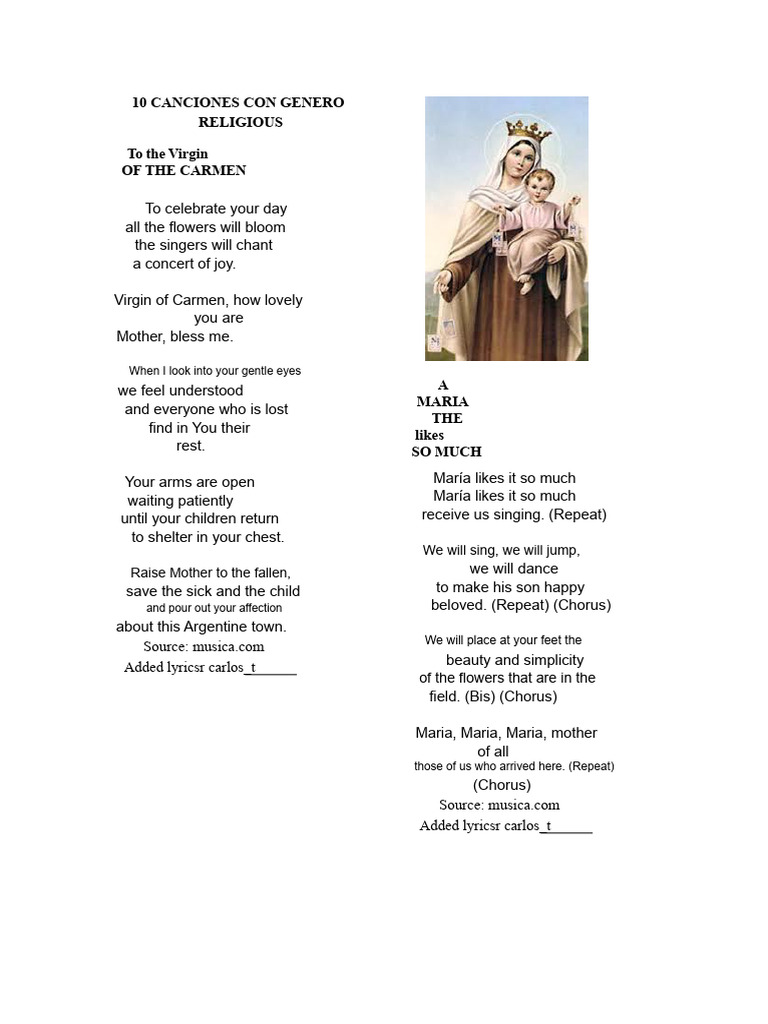 10 Religious and Popular Songs Lyrics | PDF | Glory (Religion) | Mercy