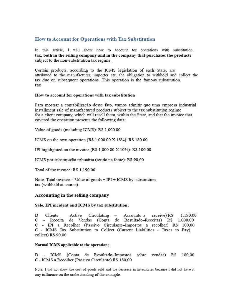 Tax Substitution Accounting Guide | PDF | Taxes | Accounts Payable