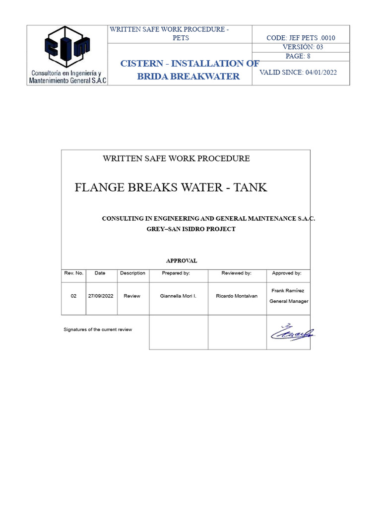 Cistern - Water Break Installation | PDF | Combustion | Welding