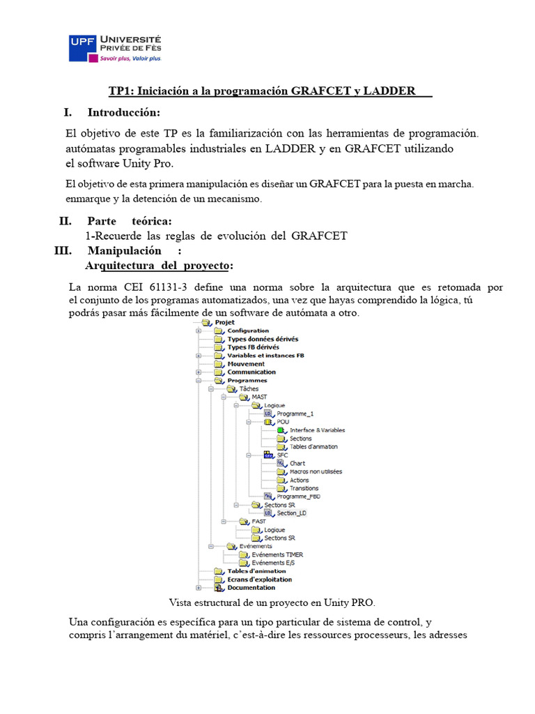 Programación GRAFCET y LADDER en Unity Pro | PDF | Lenguaje de ...