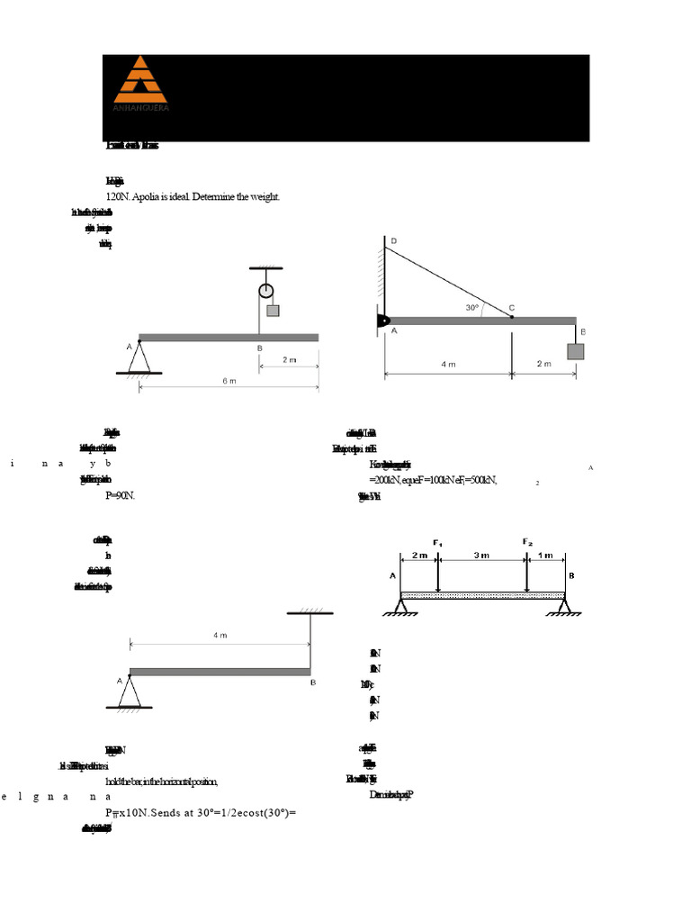 General Mechanics Exercises - Extended Body - Equilibrium | PDF