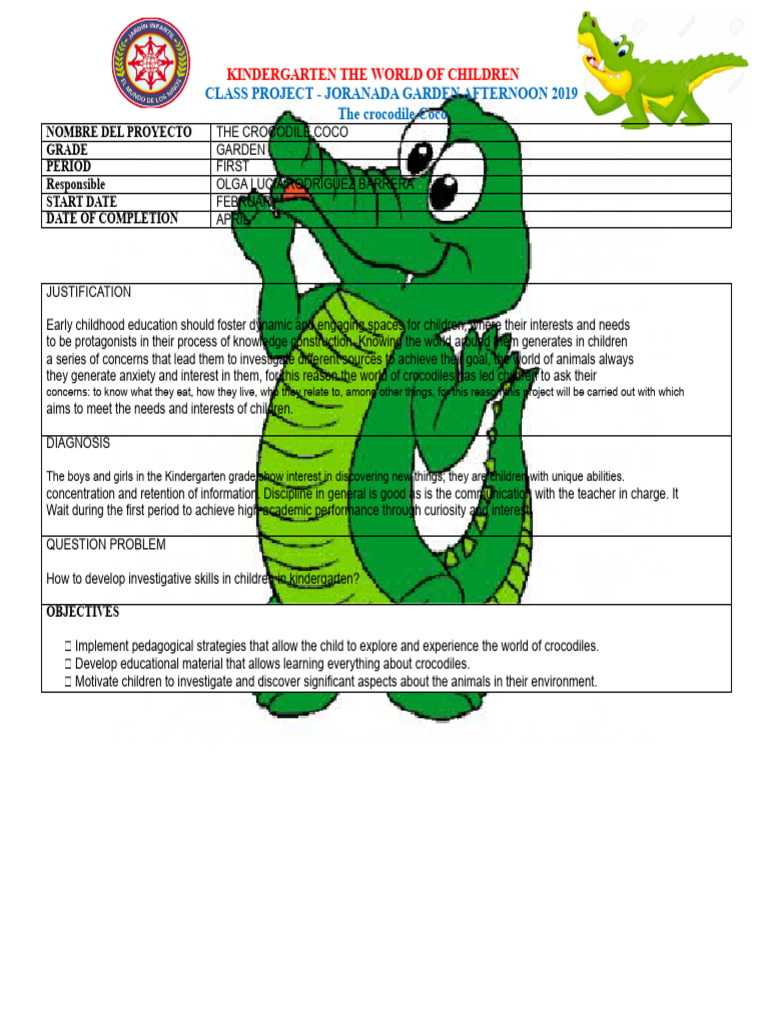 Coco the Crocodile-afternoon | PDF | Nest | Pedagogy