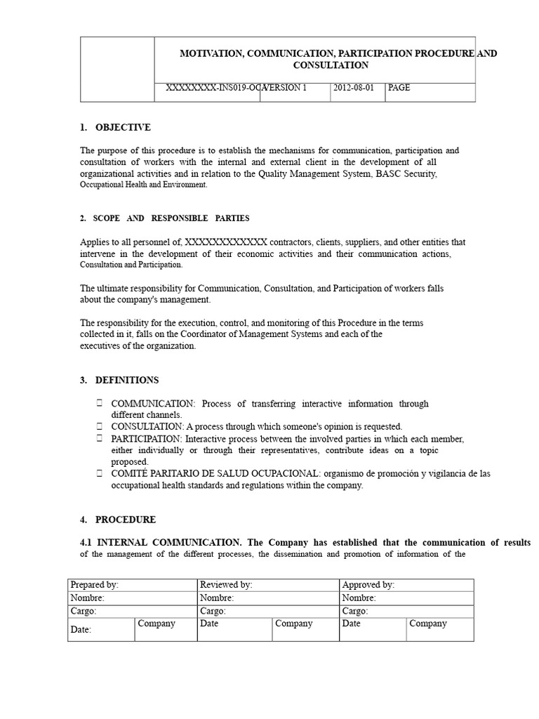 Communication, Participation and Consultation Format | PDF ...
