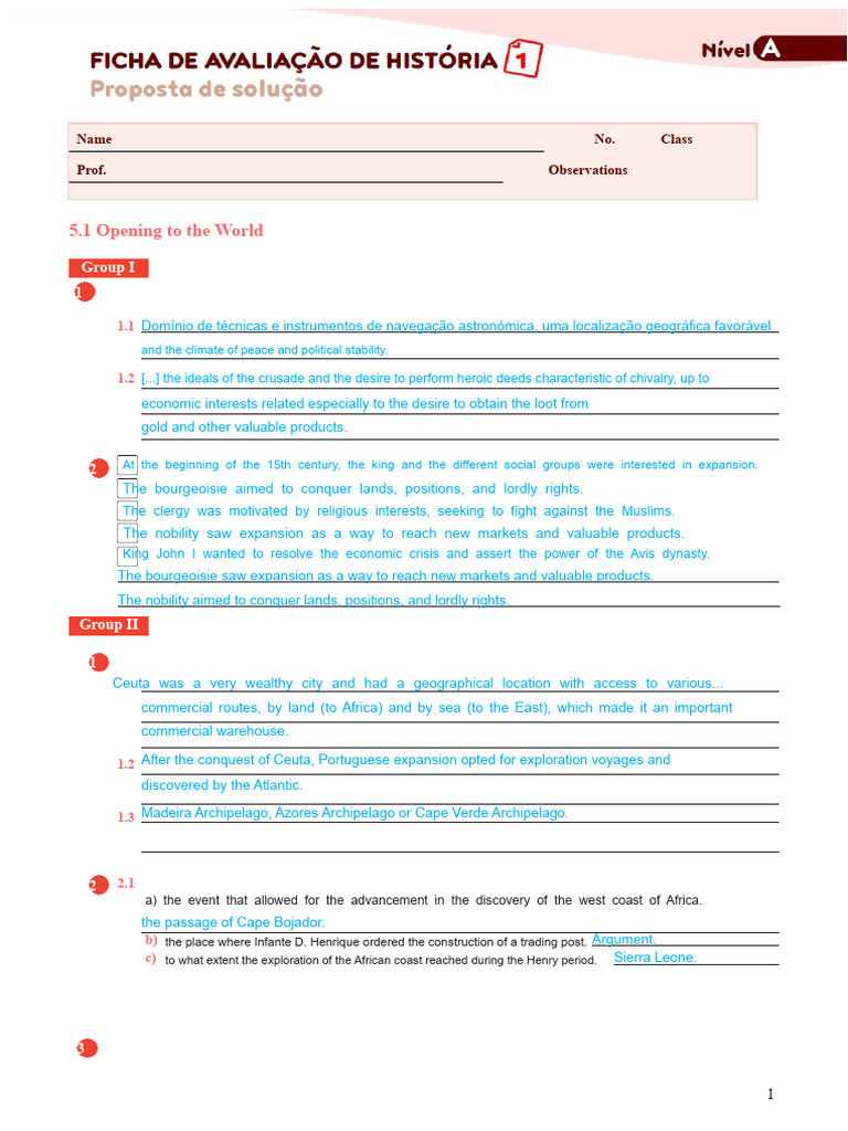 Assessment sheet 1 solutions | PDF | Age Of Discovery