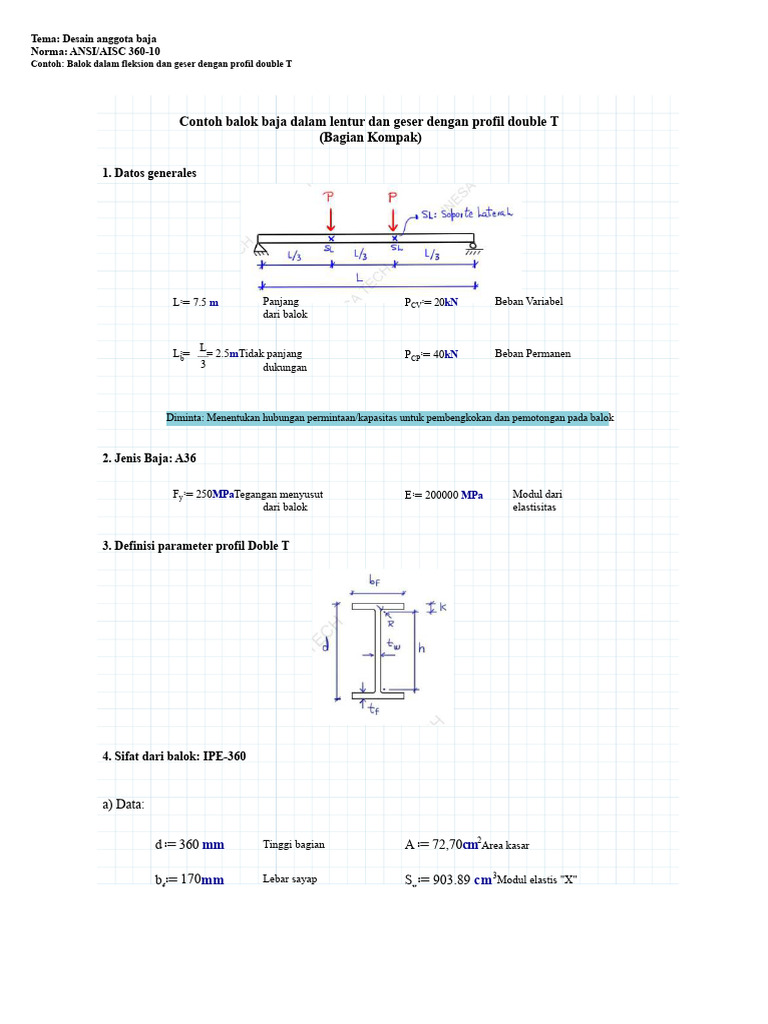 Desain Balok Baja Profil Double T | PDF