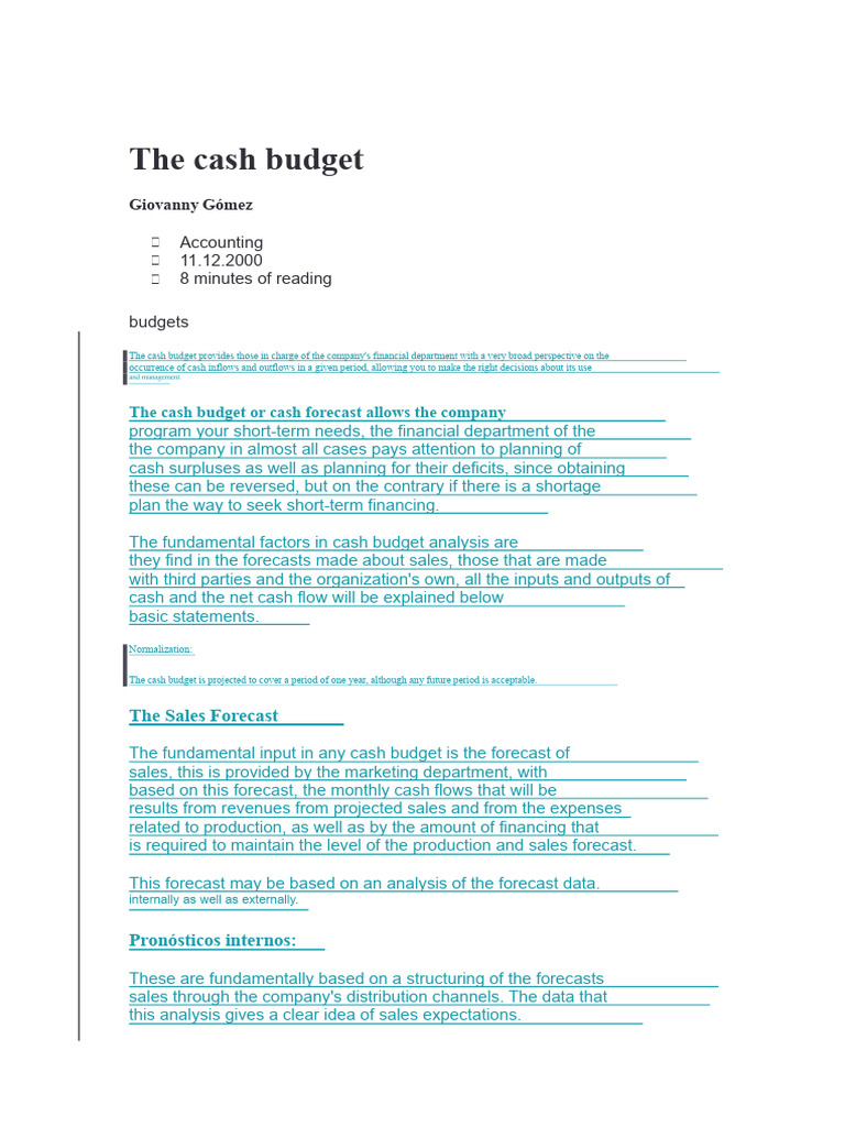 Cash budget | PDF | Budget | Government Budget Balance