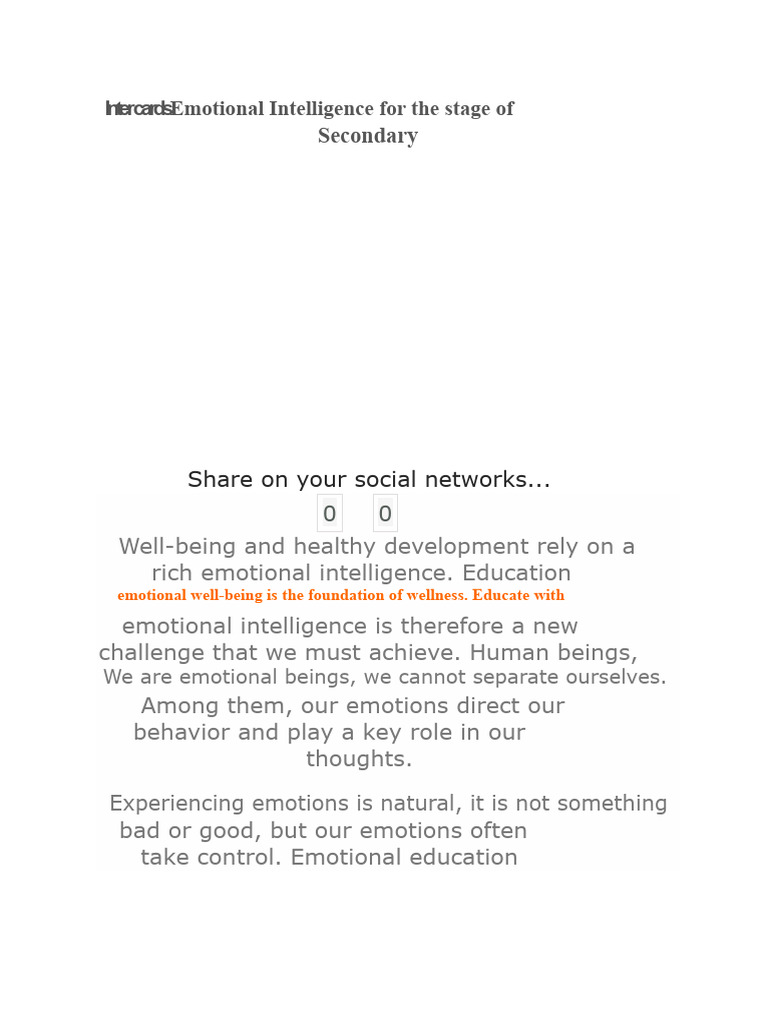 Emotional Intelligence Cards For The Secondary Stage | PDF | Emotions ...