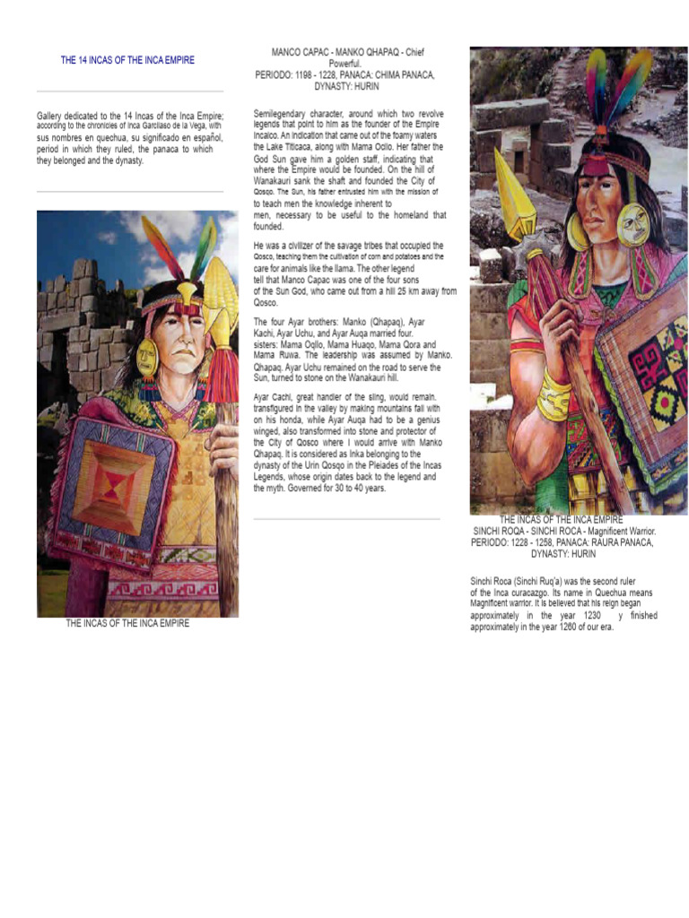 The 14 Incas of The Inca Empire | PDF | Inca Empire | Andes