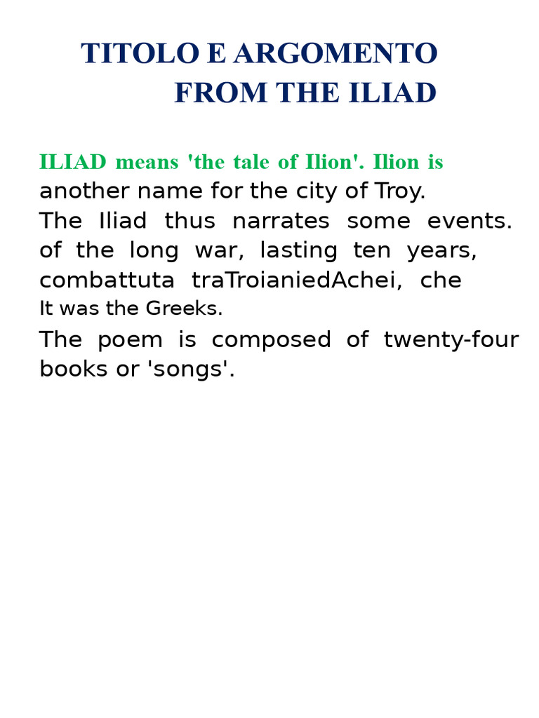 Elementary Summary of The Iliad. | PDF | Agamemnon | Trojan War