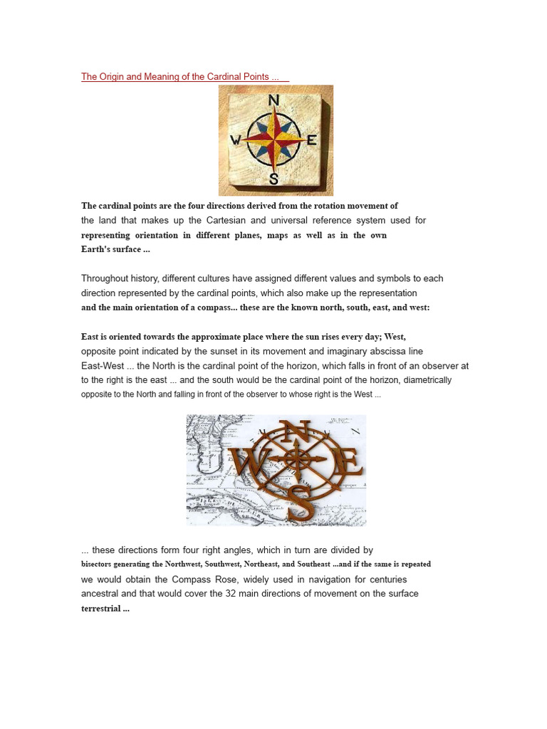 Cardinal Points: Origins and Meanings | PDF | Horizon | Navigation