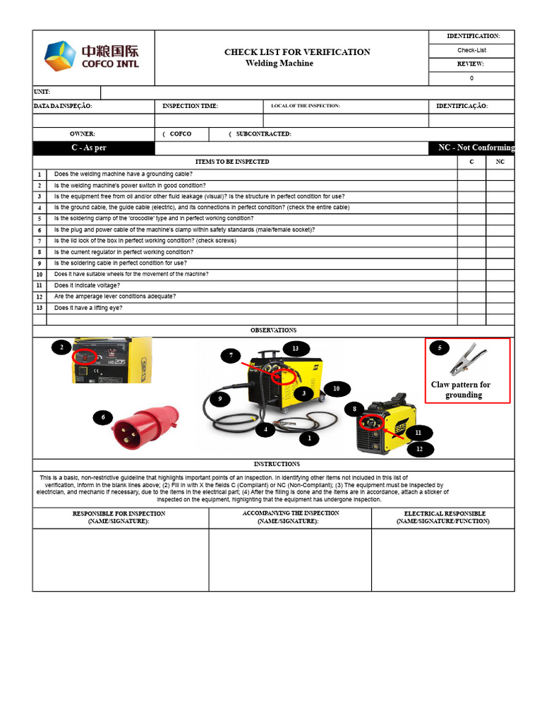 Welding Machine Inspection Checklist | PDF | Electrical Connector ...