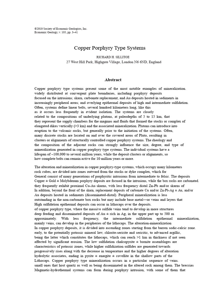 Sillitoe 2010 Spanish | PDF | Clastic Rock | Geological Processes