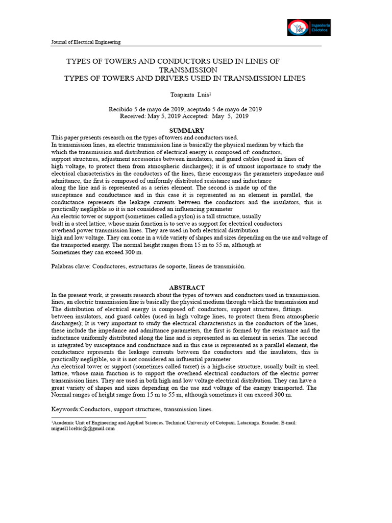 Types of Towers and Conductors | PDF | Electric Power Transmission ...
