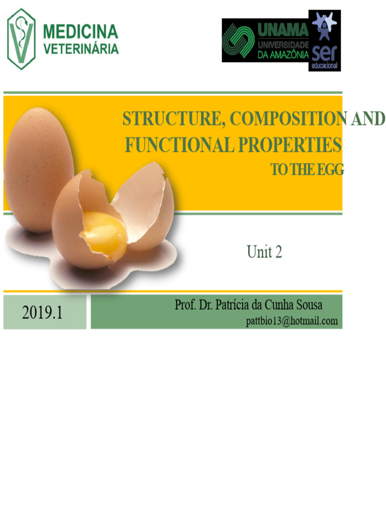 Lesson 7: STRUCTURE, COMPOSITION, AND FUNCTIONAL PROPERTIES OF THE EGG ...
