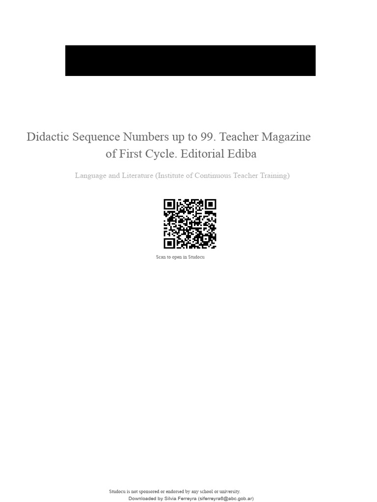 Didactic Sequence: Numbers 1-99 Activities | PDF