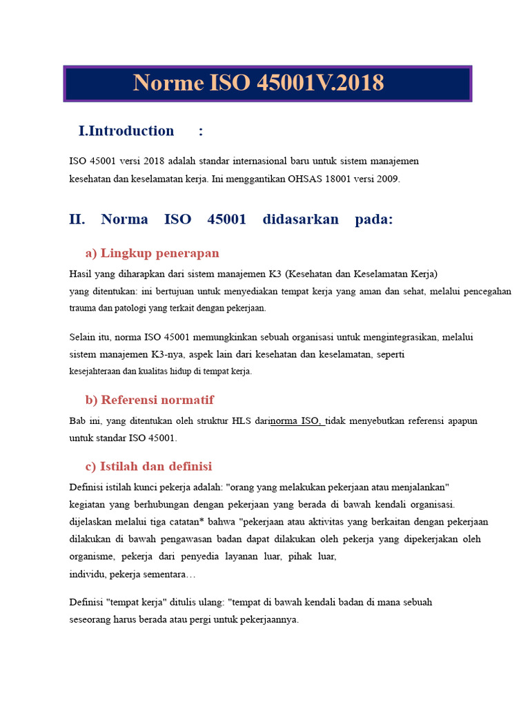 Panduan Sertifikasi ISO 45001:2018 K3 | PDF